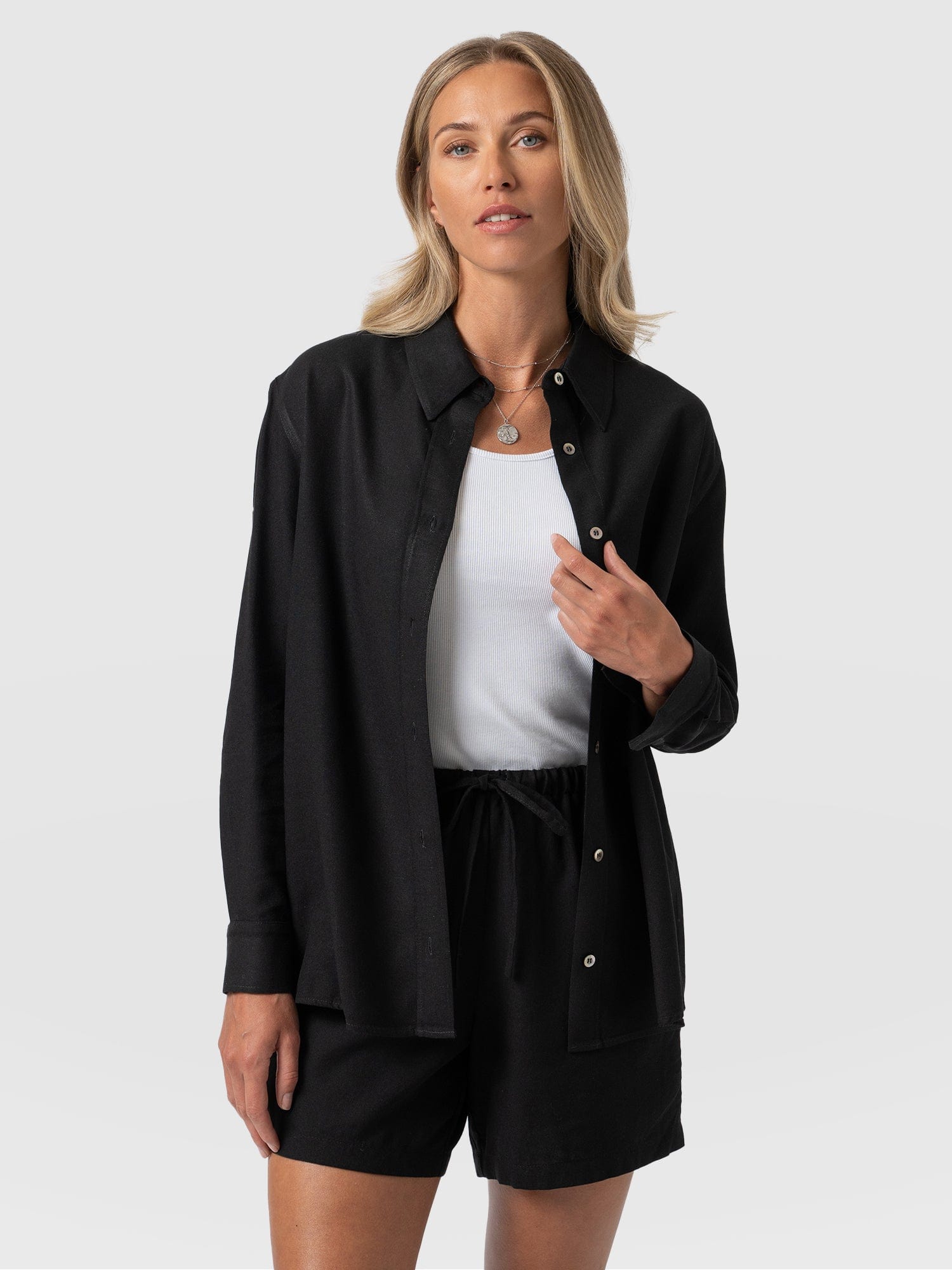 Boyfriend Shirt Black - Women's Linen Shirts | Saint + Sofia® UK
