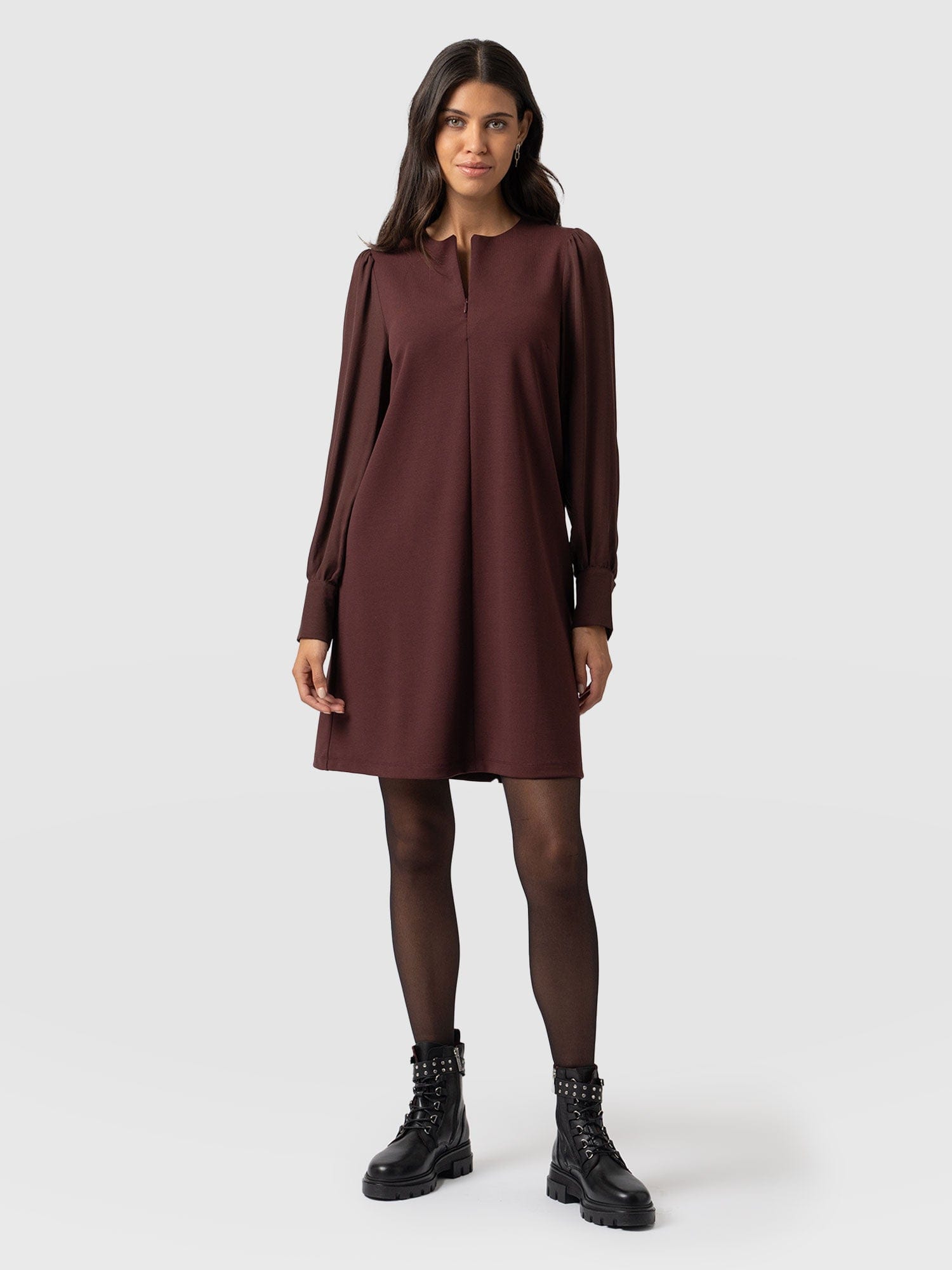 Esme Zip Up Dress Maroon - Women's Dresses | Saint + Sofia® UK