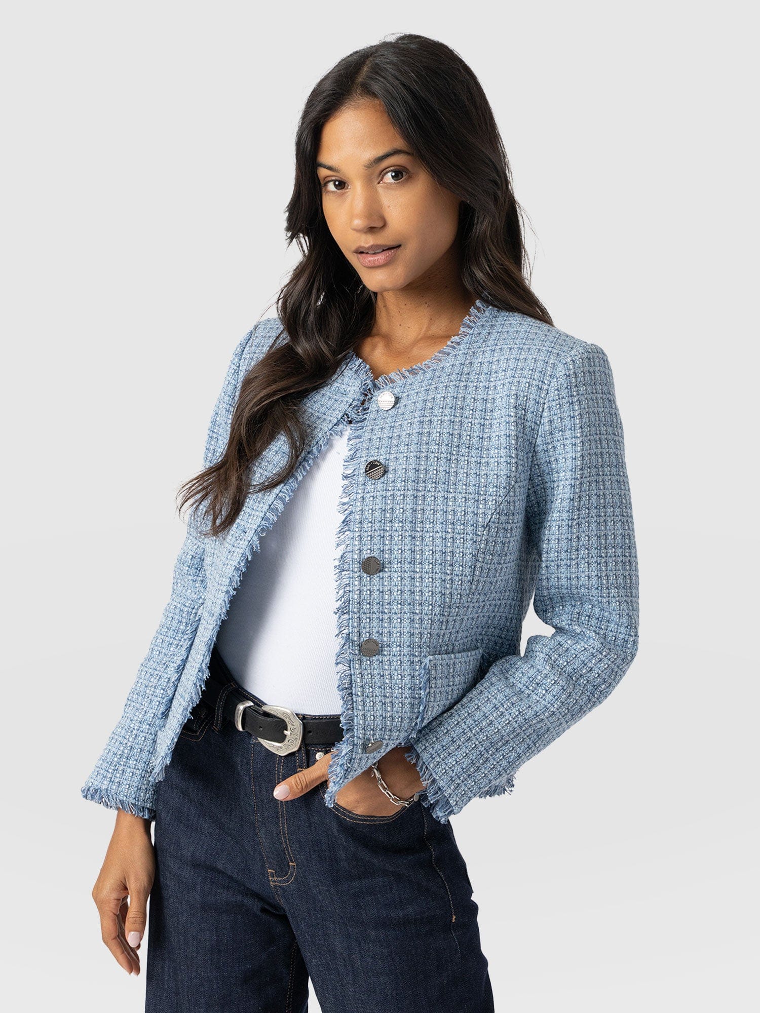 Ashby Jacket Pale Blue - Women's Jackets | Saint + Sofia® UK – Saint ...