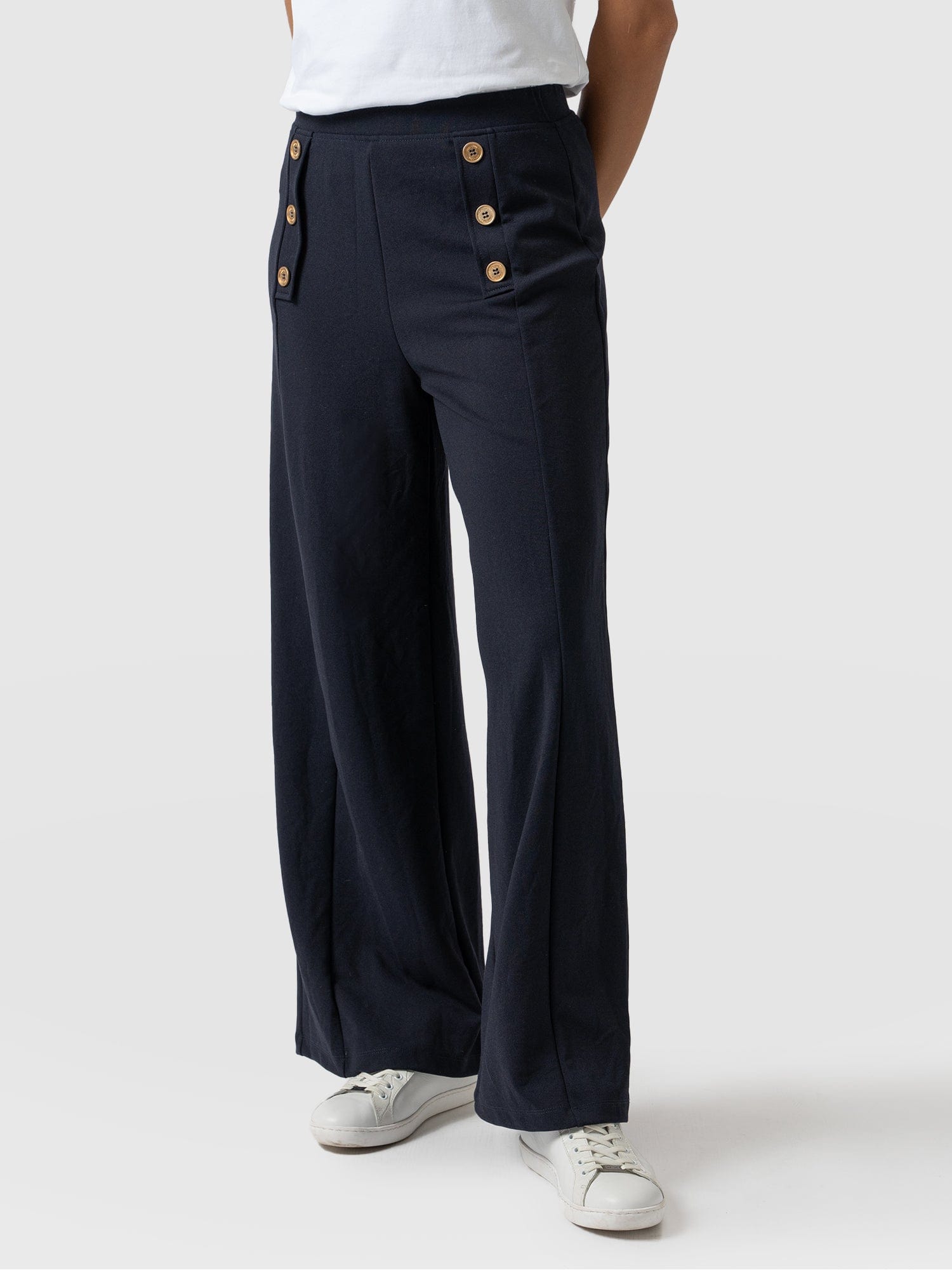 Chelsea Pant Navy Jersey - Women's Trousers | Saint + Sofia® UK – Saint ...