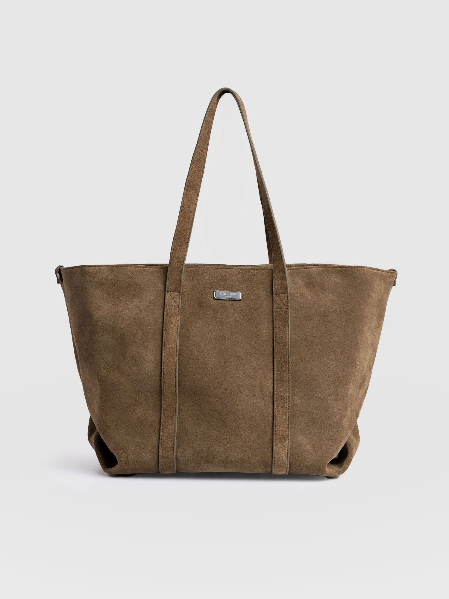 Kara Shopper Bag Khaki Suede - Women's Bags | Saint + Sofia® UK – Saint ...