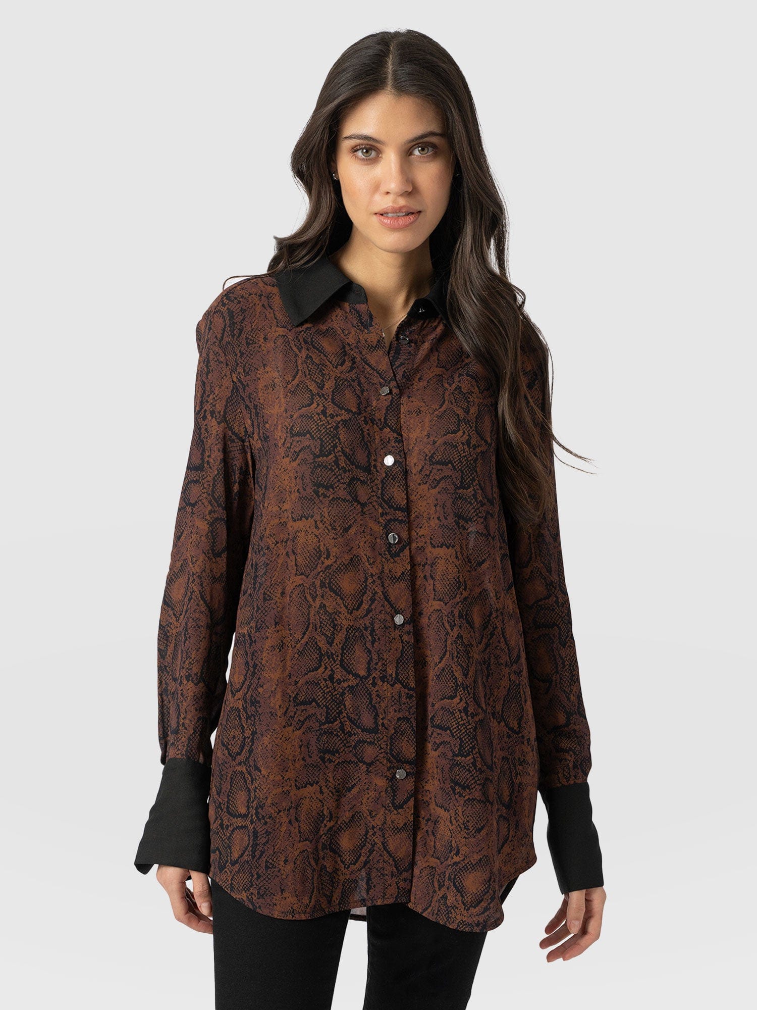 Madison Shirt Brown Snake - Women's Shirts | Saint + Sofia® UK