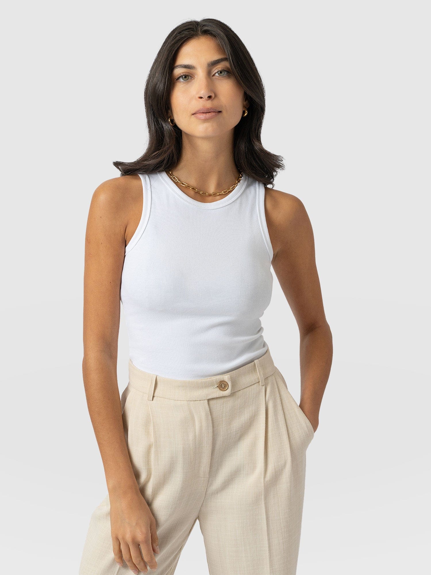 Nova Racer Vest White - Women's Vests | Saint + Sofia® UK