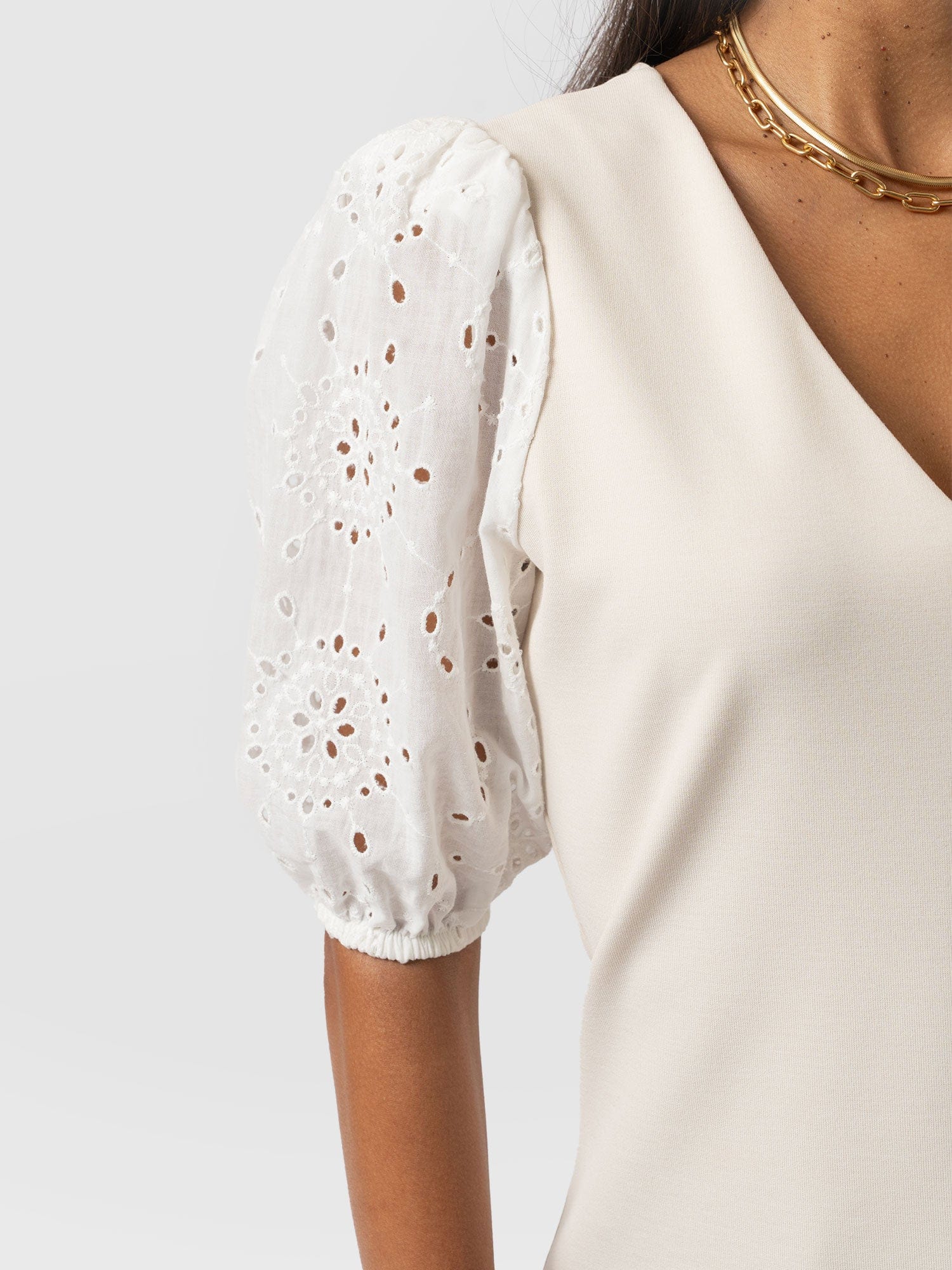 Tori Puff Sleeve Top Cream Broderie - Women's Tops | Saint + Sofia® UK – Saint + Sofia® UK ...