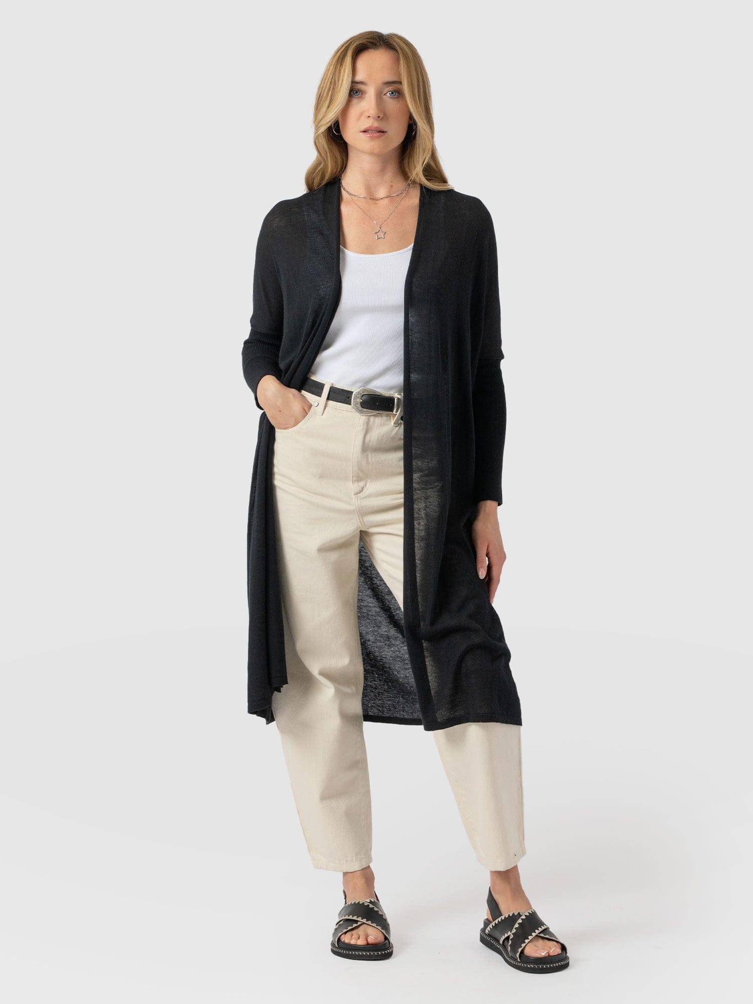 Waterfall Cardigan - Black - Women's Cardigans | Saint + Sofia® UK
